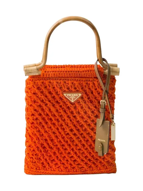 Prada Mini Crochet Tote - Orange