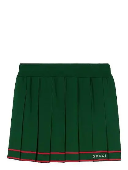 Gucci Pleated Skirt With Striped Trim - Green