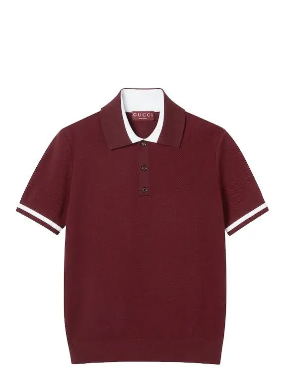Gucci Cotton Piquet Polo Shirt With Intarsia - Red