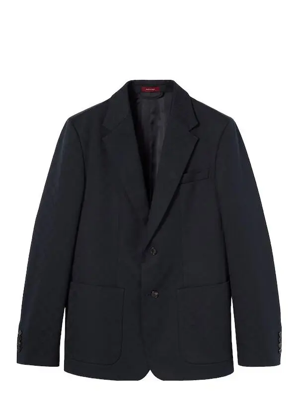 Gucci Gg Cotton Gabardine Jacquard Jacket - Blue