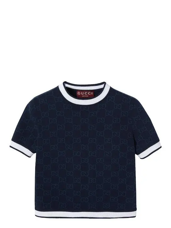 Gucci Gg Jacquard Cotton Top - Blue