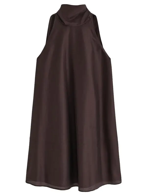 Cos Fluid Halterneck Mini Dress - Brown