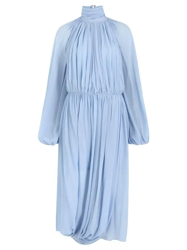 Stella McCartney Creponne Draped Silk-chiffon Midi Dress - Light Blue
