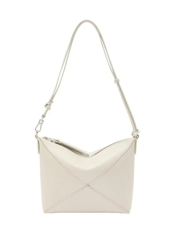Loewe Puzzle Fold Leather Shoulder Bag - Beige