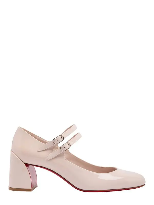 CHRISTIAN LOUBOUTIN Miss Jane 55 Patent Leather Pumps - Nude