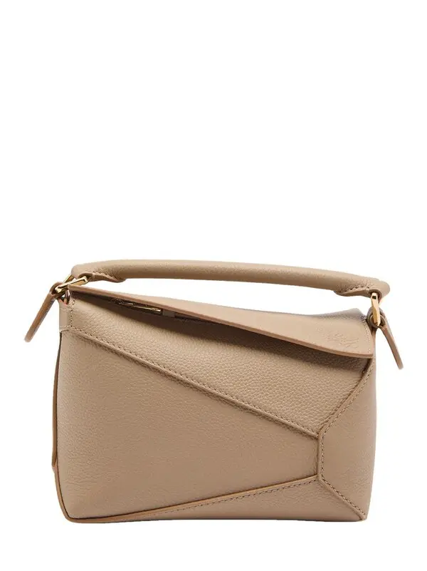 Loewe Puzzle Edge Mini Leather Top Handle Bag - Sand