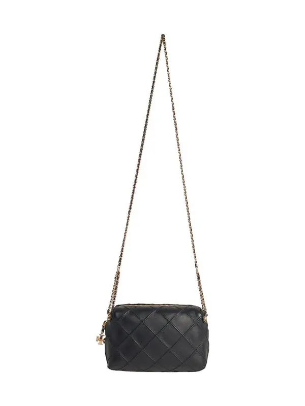 Tory Burch Fleming Mini Leather Crossbody Bag - Black