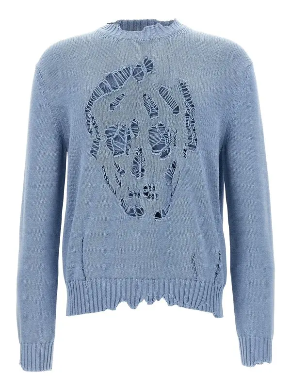 Alexander McQueen Skull Cut-out Sweater - Light Blue