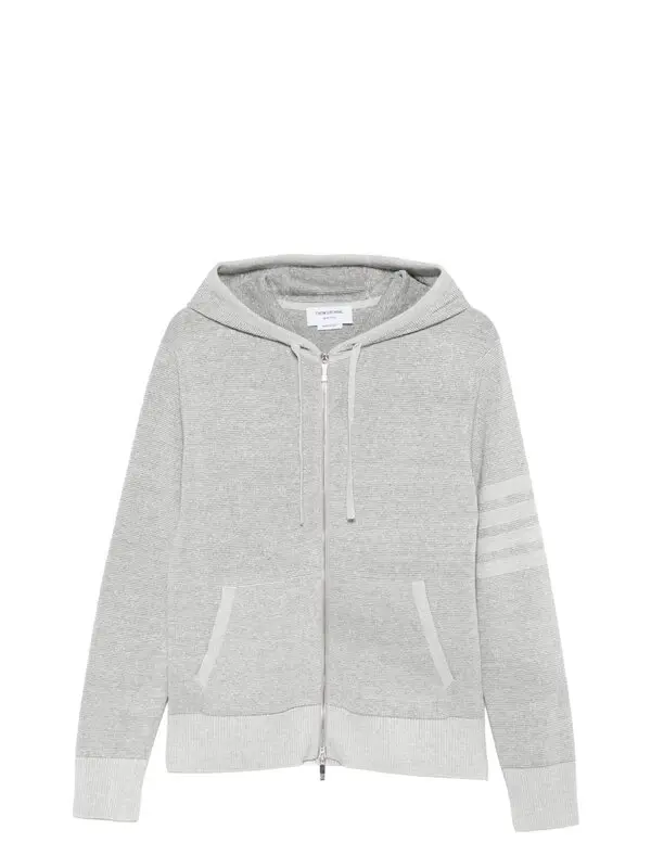 Thom Browne 4-bar Stripe Zip-up Hoodie - Grey