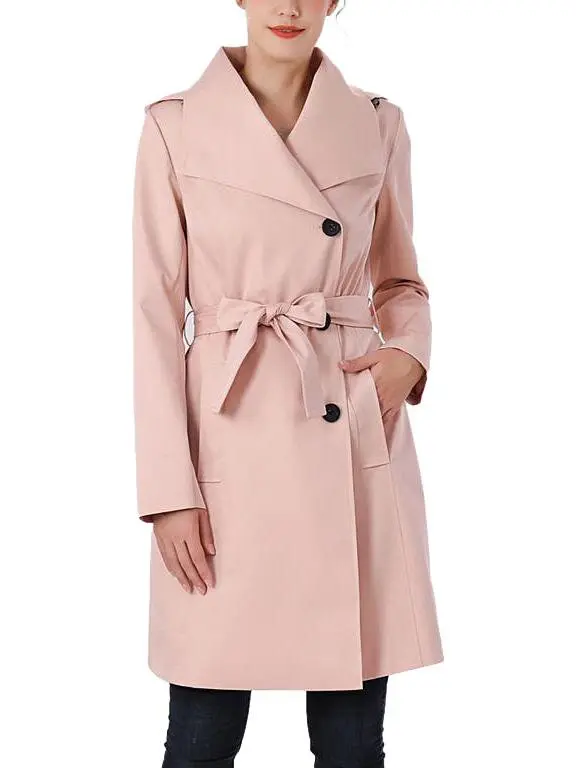 KIMI + KAI Hooded Belted Trench Coat - Blush