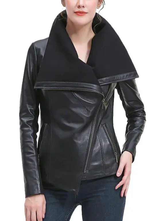 KIMI + KAI Leather Moto Jacket - Black