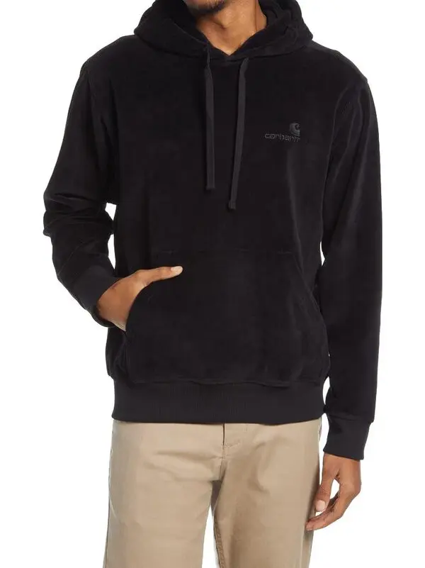 Carhartt Work In Progress Embroidered Velour Hoodie - Black