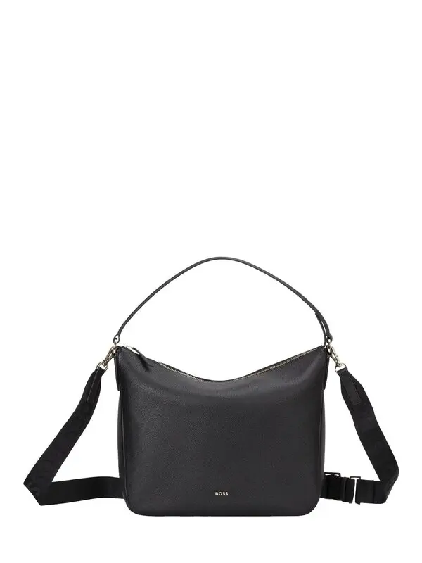 BOSS Alyce Leather Hobo Bag - Black