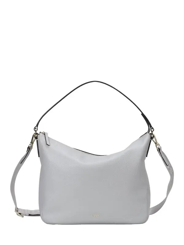 BOSS Alyce Leather Hobo Bag - Light/ Pastel Grey