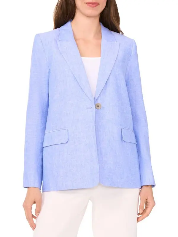 Halogen One-button Linen Blend Blazer - Ultramarine