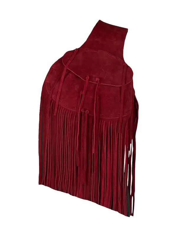 Jeffrey Campbell Burro Fringe Sling Bag - Red Suede