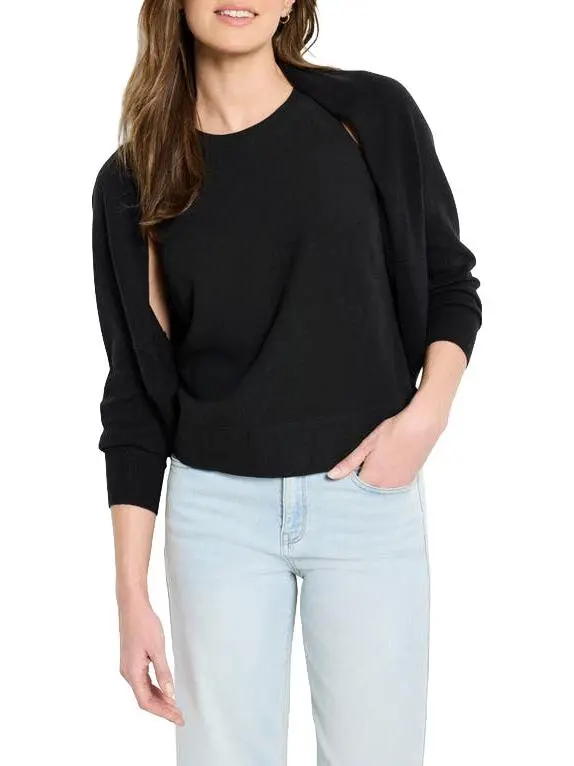 NIC+ZOE Cotton-blend Shrug Cardigan - Black Onyx