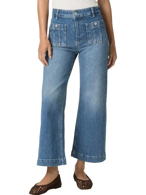 Paige Anessa Patch Pocket Wide Leg Jeans - Paley