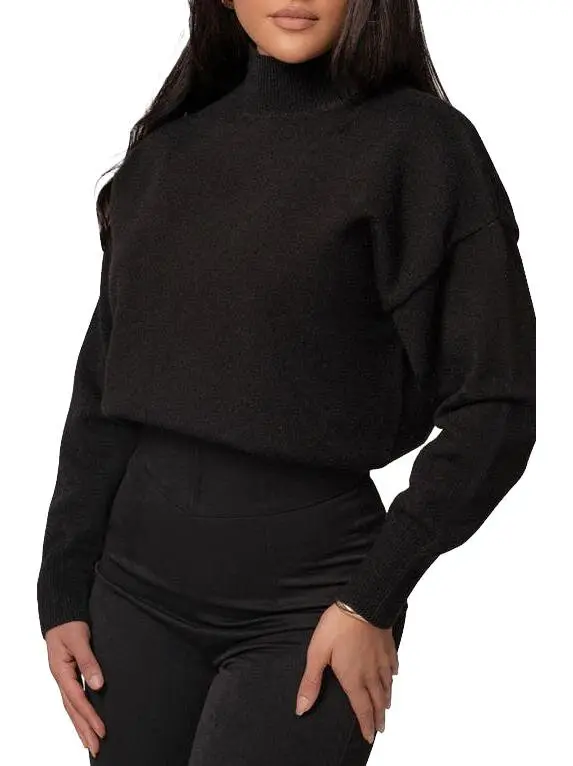 JLUXLABEL Turtleneck Relaxed Fit Sweater - Black
