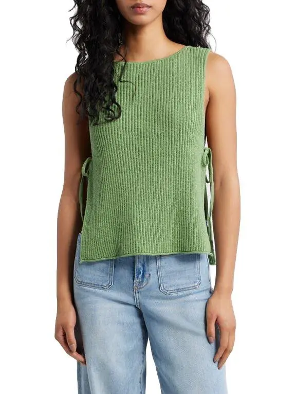 Free People Lizzie Ribbed Sleeveless Sweater - Green Eyes