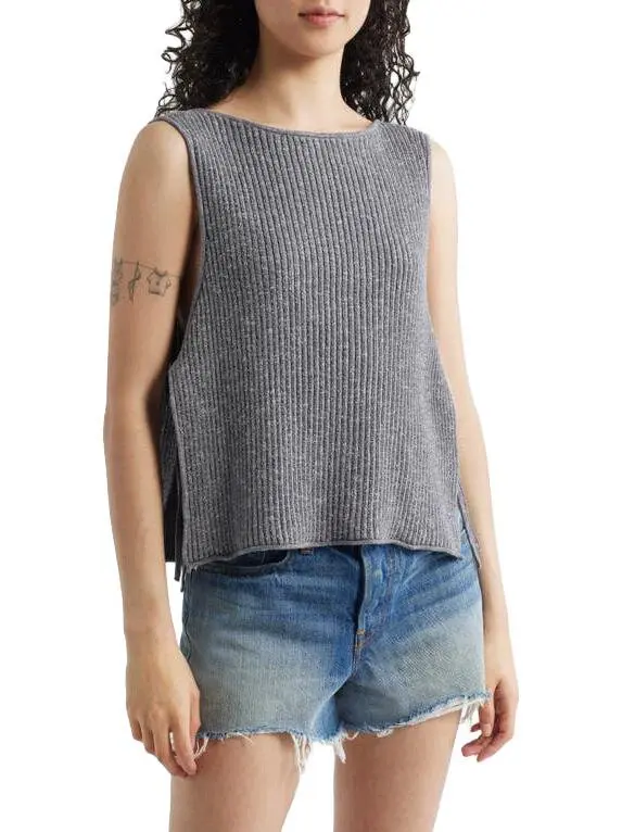 Free People Lizzie Ribbed Sleeveless Sweater - Smoked Pearls Combo