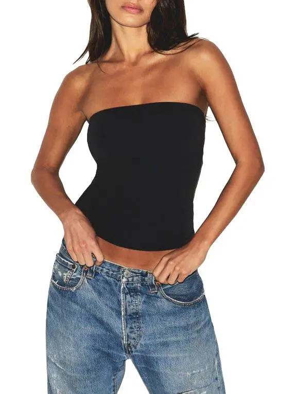 SKIMS Stretch Cotton Jersey Tube Top - Soot