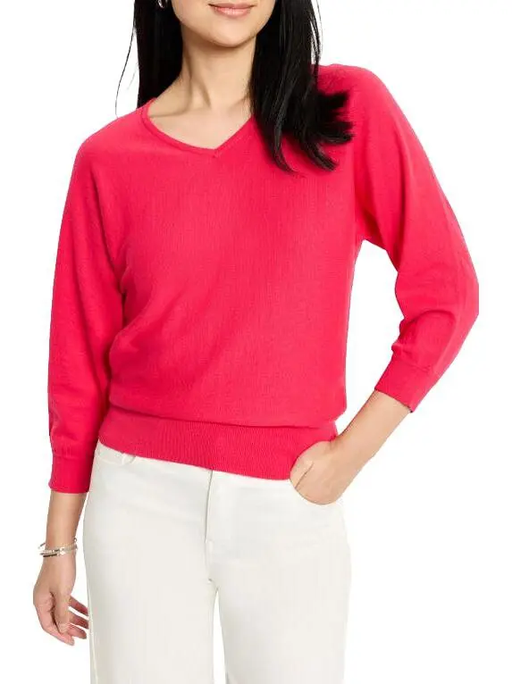 NIC+ZOE Cotton V-neck Sweater - Daiquiri