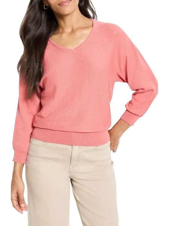 NIC+ZOE Cotton V-neck Sweater - Red Clay