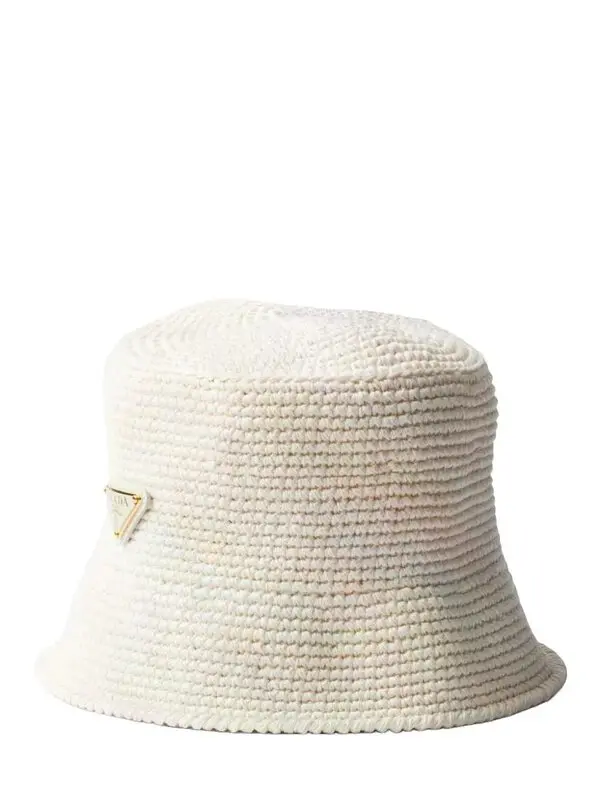 Prada Crochet Bucket Hat - White
