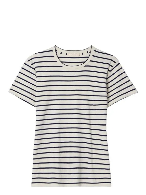 NILI LOTAN Lana Striped Cotton-jersey T-shirt - White