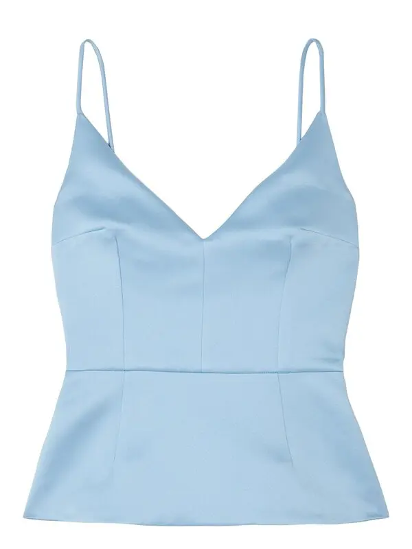 EMILIA WICKSTEAD Vero Duchesse-satin Peplum Top - Blue