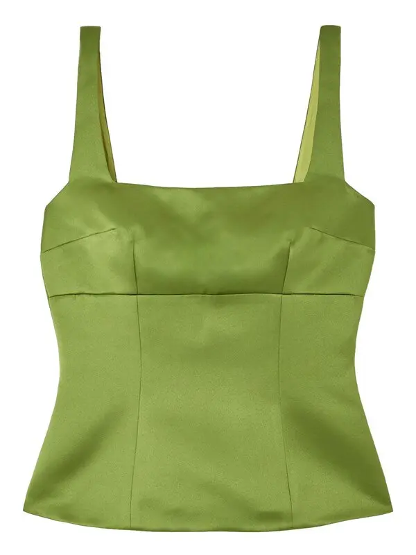 EMILIA WICKSTEAD Trixie Paneled Duchesse-satin Top - Green