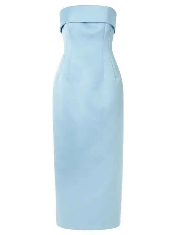 EMILIA WICKSTEAD Keeley Mudu Strapless Duchesse-satin Midi Dress - Blue