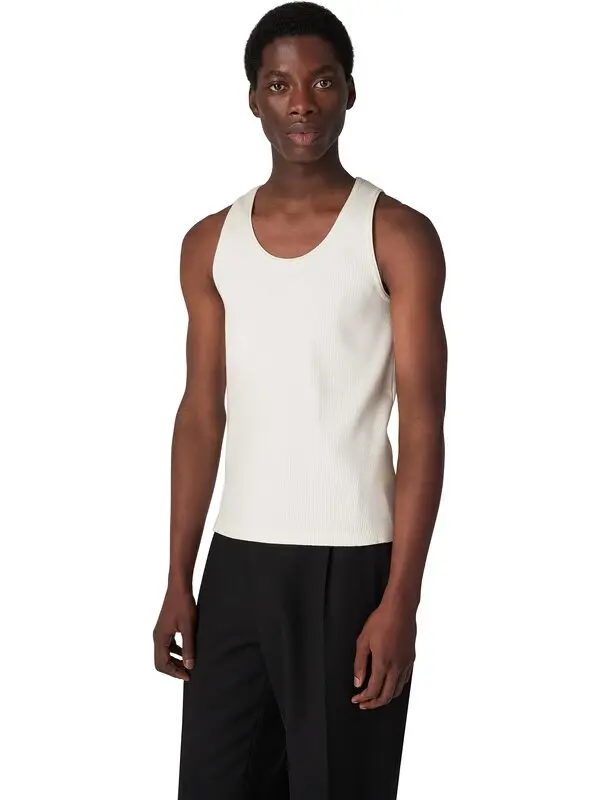 BOTTEGA  VENETA Compact Cotton Rib Jersey Tank Top - Chalk