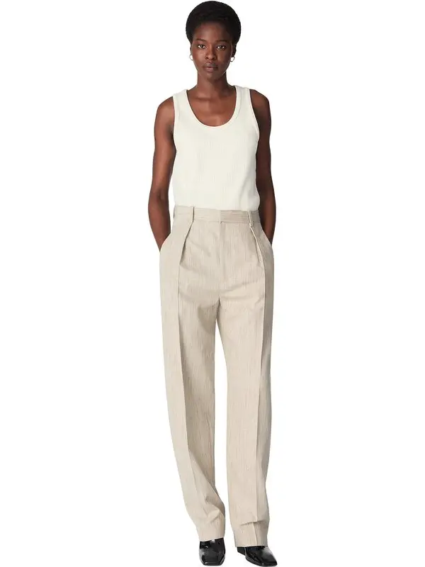BOTTEGA  VENETA Viscose Silk Tapered Leg Pants - Gray Putty