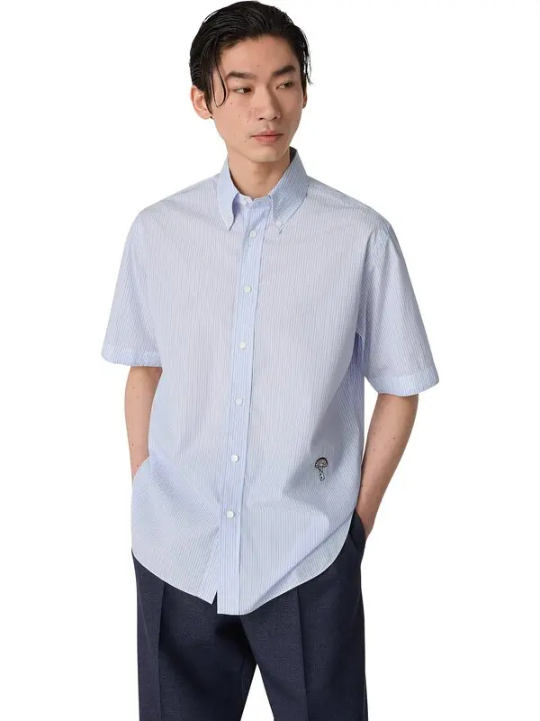 BOTTEGA  VENETA Stripe Cotton Poplin Shirt - White/blue
