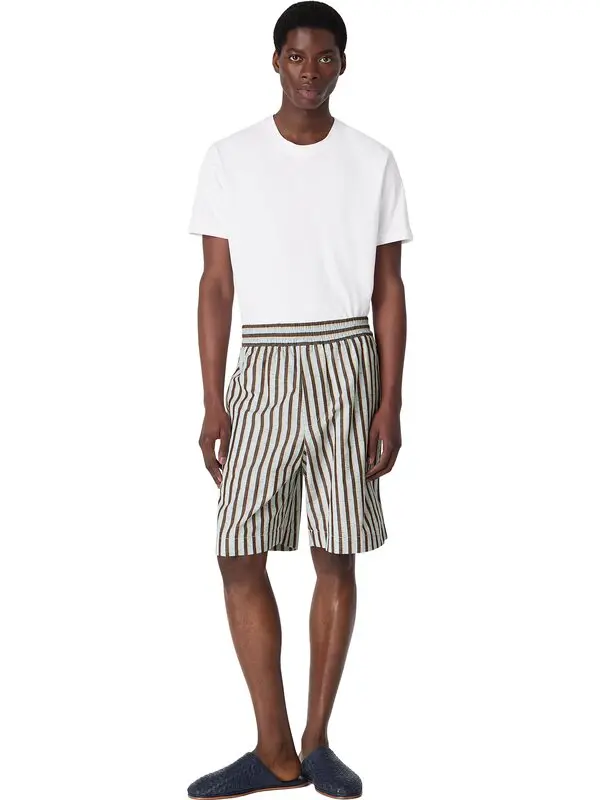 Bottega Veneta Stripe Cotton And Linen Shorts - Cloud/fondant/lava