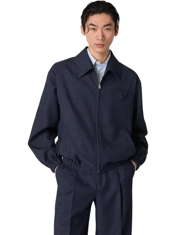 Bottega Veneta Melange Wool Blouson - Dark Indigo