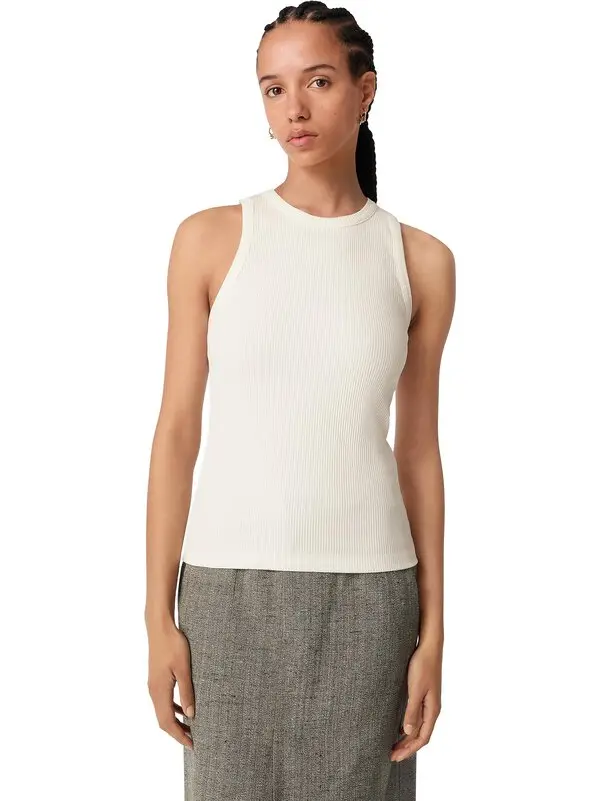 Bottega Veneta Cotton Rib Jersey Tank Top - Chalk