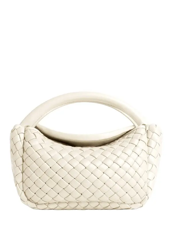 BOTTEGA  VENETA Small Intreccio Leather Top-handle Bag - Sea Salt