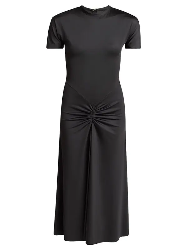Victoria Beckham Gathered Drop-waist Midi T-shirt Dress - Black