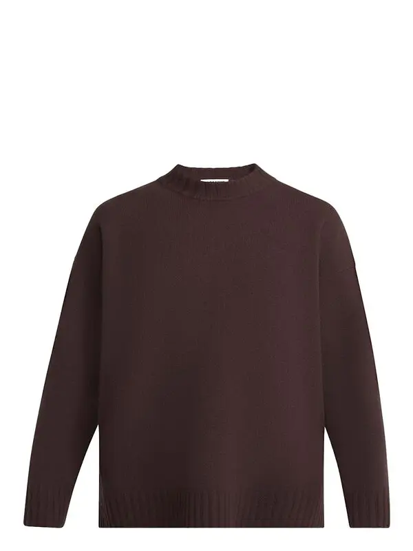 JIL SANDER Superfine Merino Wool Oversized Crewneck Sweater - Chocolate