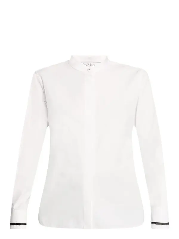 Max Mara Otranto Mandarin Collar Cotton Blouse - White