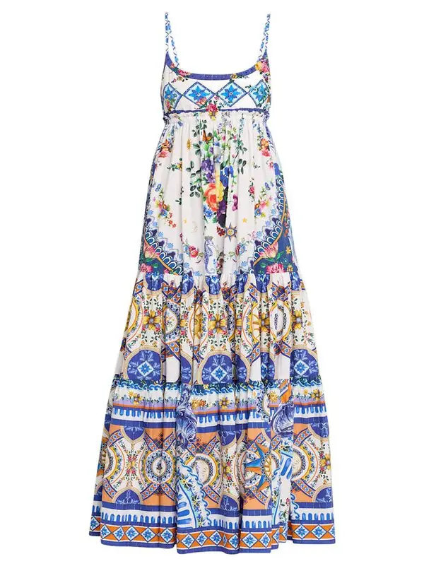 Camilla Long Dress With Jersey Bodice - Tiles Darls