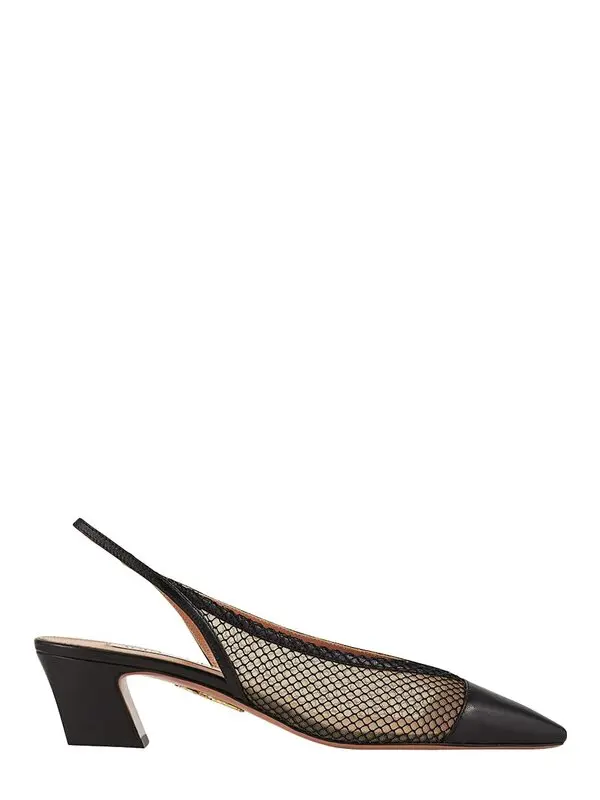 AQUAZZURA Margot Net Mesh Slingback Pumps - Black
