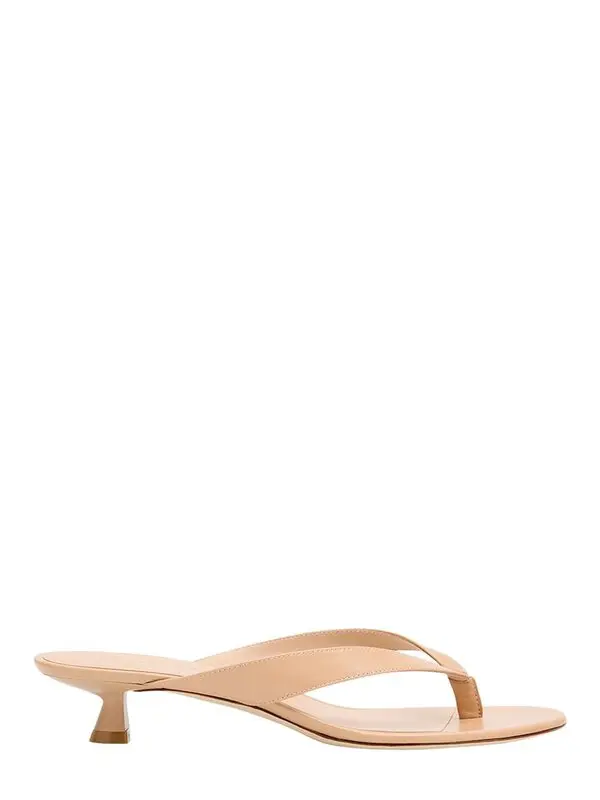 STUART WEITZMAN Rio Leather Kitten-heel Thong Sandals - Beige