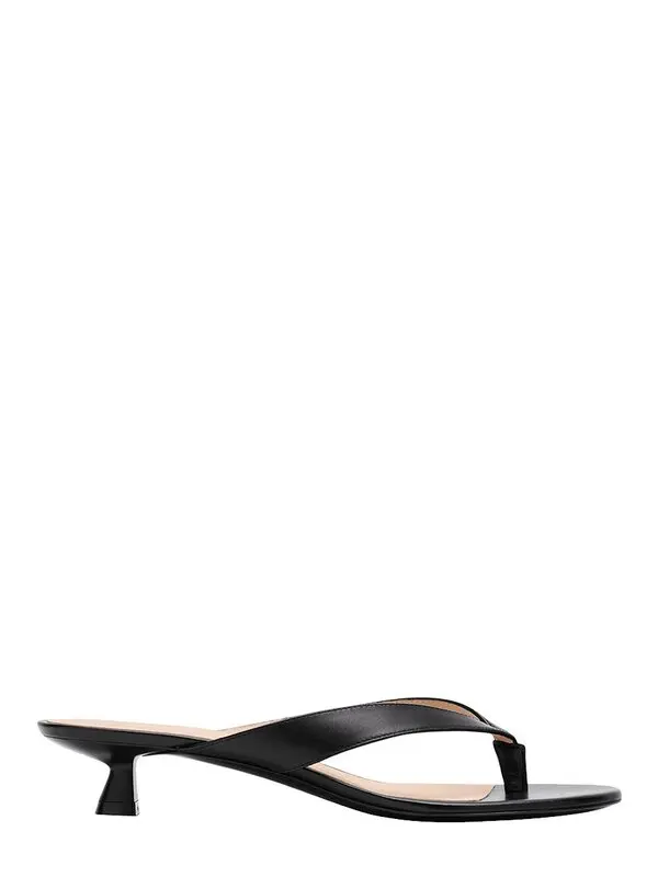 STUART WEITZMAN Rio Leather Kitten-heel Thong Sandals - Black