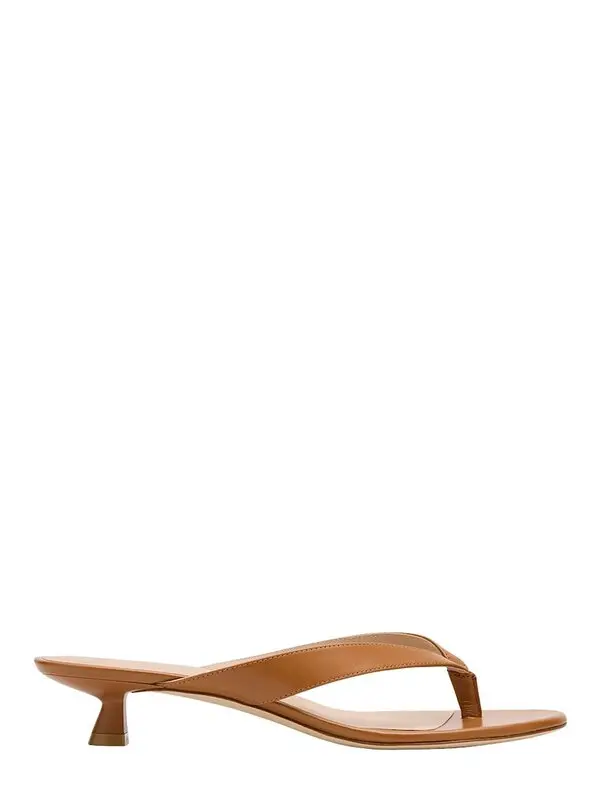 STUART WEITZMAN Rio Leather Kitten-heel Thong Sandals - Brown