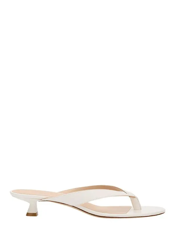 STUART WEITZMAN Rio Leather Kitten-heel Thong Sandals - Cream