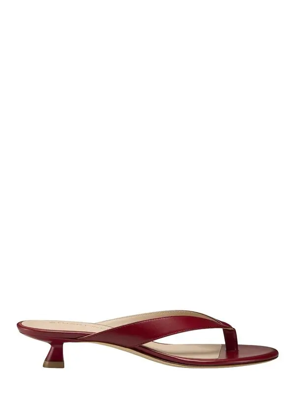 STUART WEITZMAN Rio Leather Kitten-heel Thong Sandals - Fire
